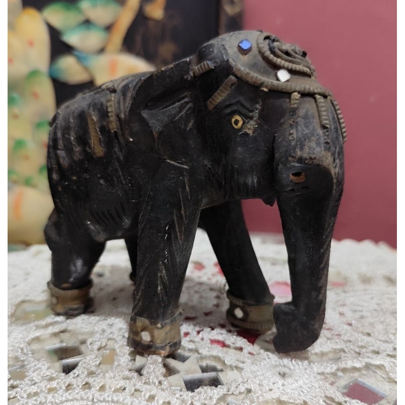 Antique Wooden Lucky Fengshui Indian Elephant Statue 1960 P:13cm ...