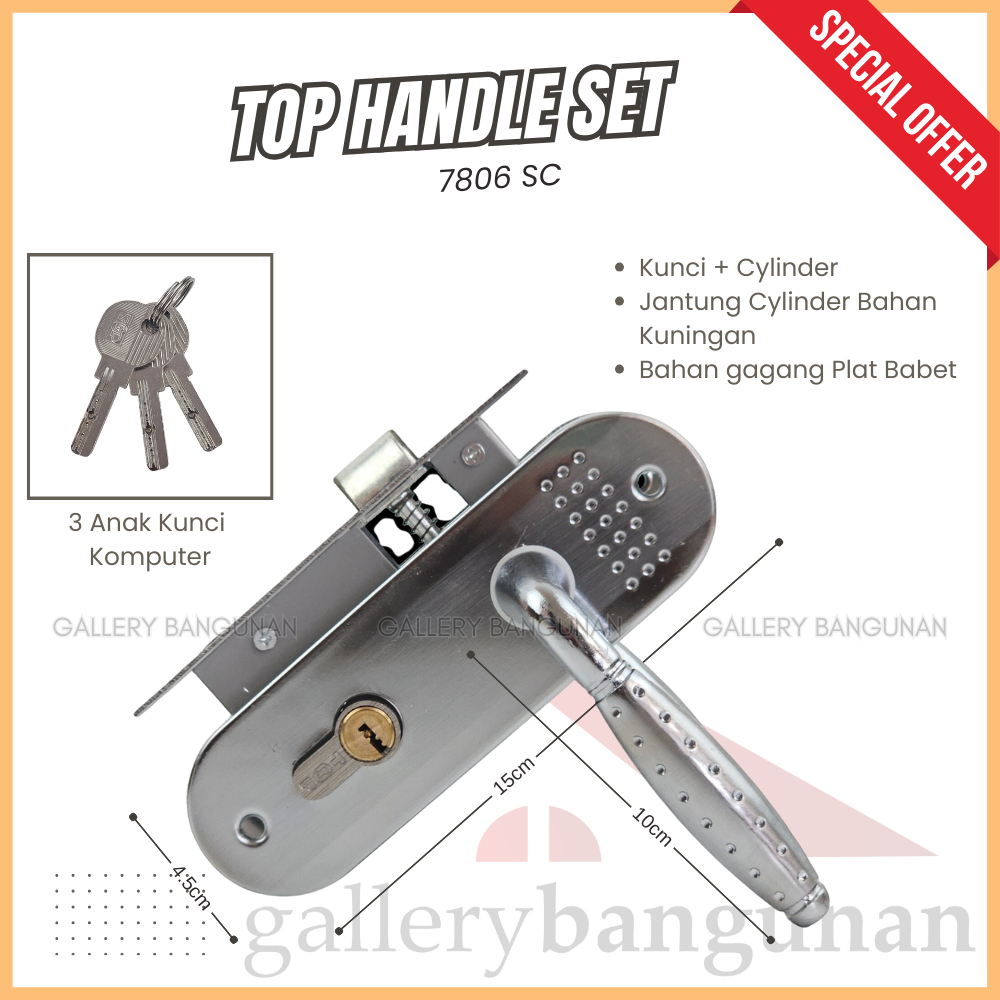 Top Small Lock Napoli 7806 SC 15cm Handle Set Complete Size Home Room ...