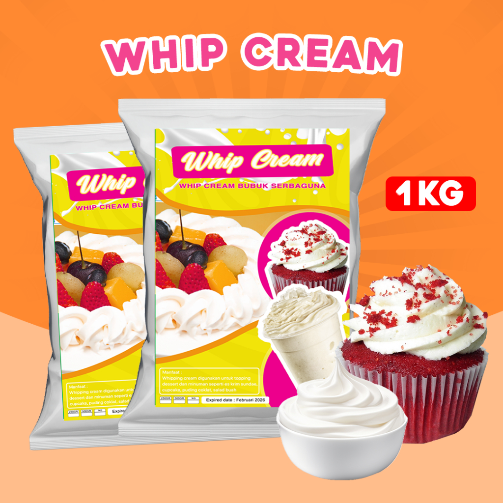 Whip CREAM TOPPING PREMIUM 1KG / WHIP CREAM POWDER 1KG / WHIPPED CREAM ...