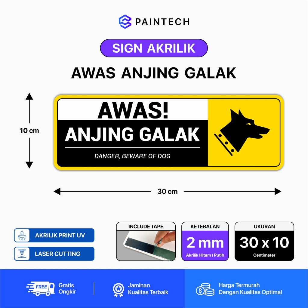 Acrylic Signage Beware Of Fierce Dogs Size 30 X 10 Danger Beware Of Dog ...