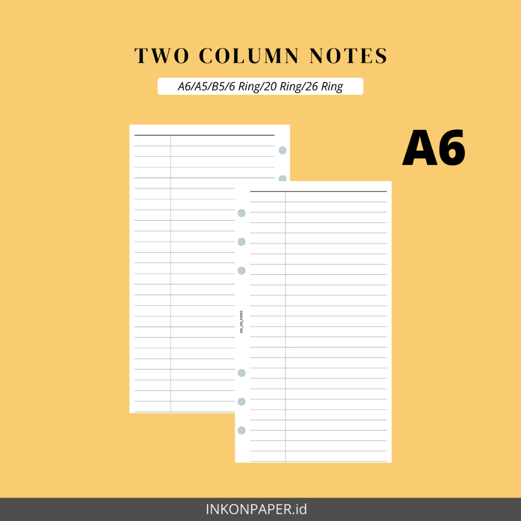 A6 - Binder Paper, Planner, Two Column Notes by INK_ON_PAPER | Shopee ...