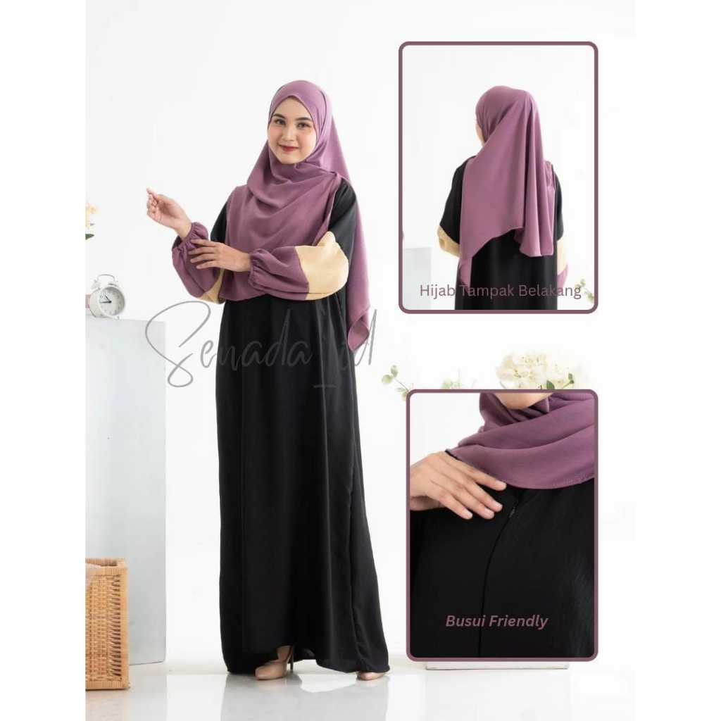 Jumbo ABAYA GAMIS SET NEWEST PLAIN HIJAB BAHN CRINKLE PREMIUM DRES DAILY BUSUI FRIENDLY |Senada ...