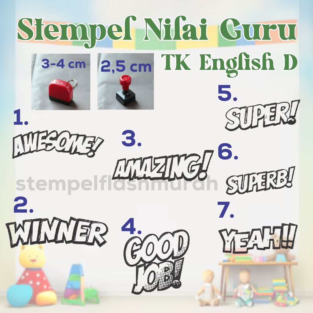 English D value stamp 2,5cm english teacher PAUD TK SD kindergarten ...