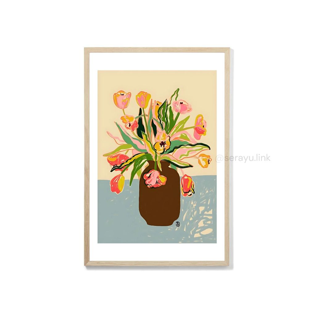 KAYU Art Print Tulip Flower Bouquet Illustration Poster Plus Minimalist ...