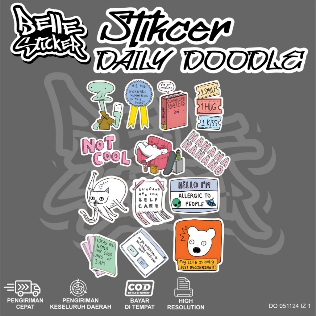 HP Daily Doodle Sticker Waterproof Sticker Cute Aesthetic Laptop ...