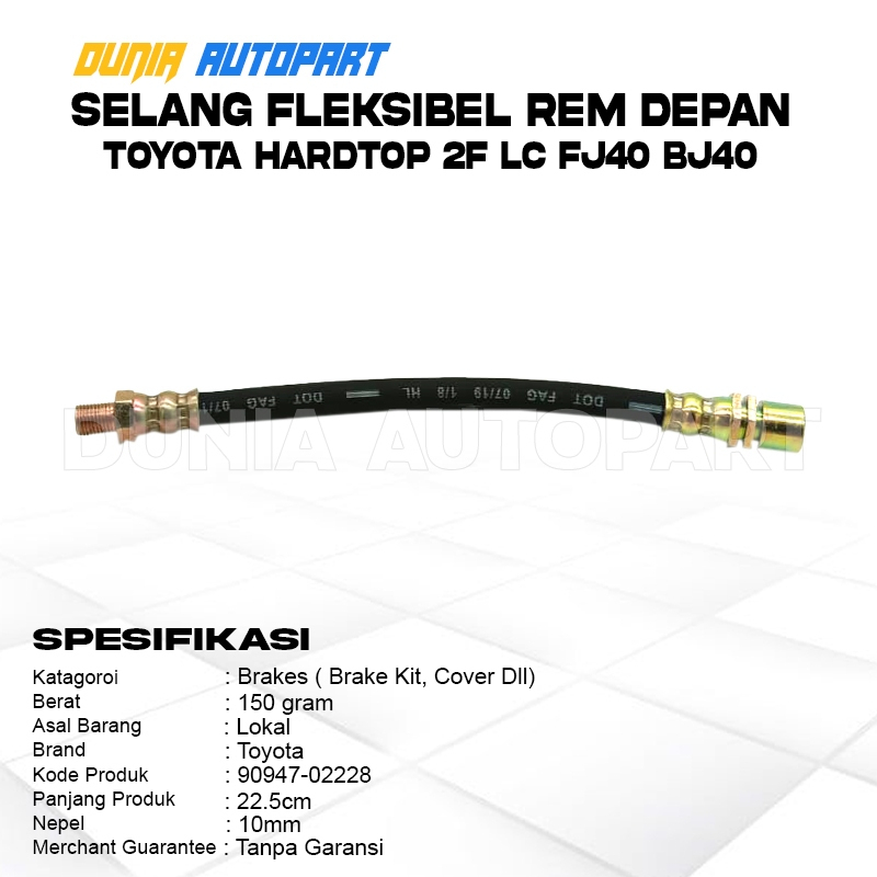 Toyota HARDTOP 2F LC FJ40 BJ40 FRONT BRAKE FLEXIBLE HOSE | Shopee ...