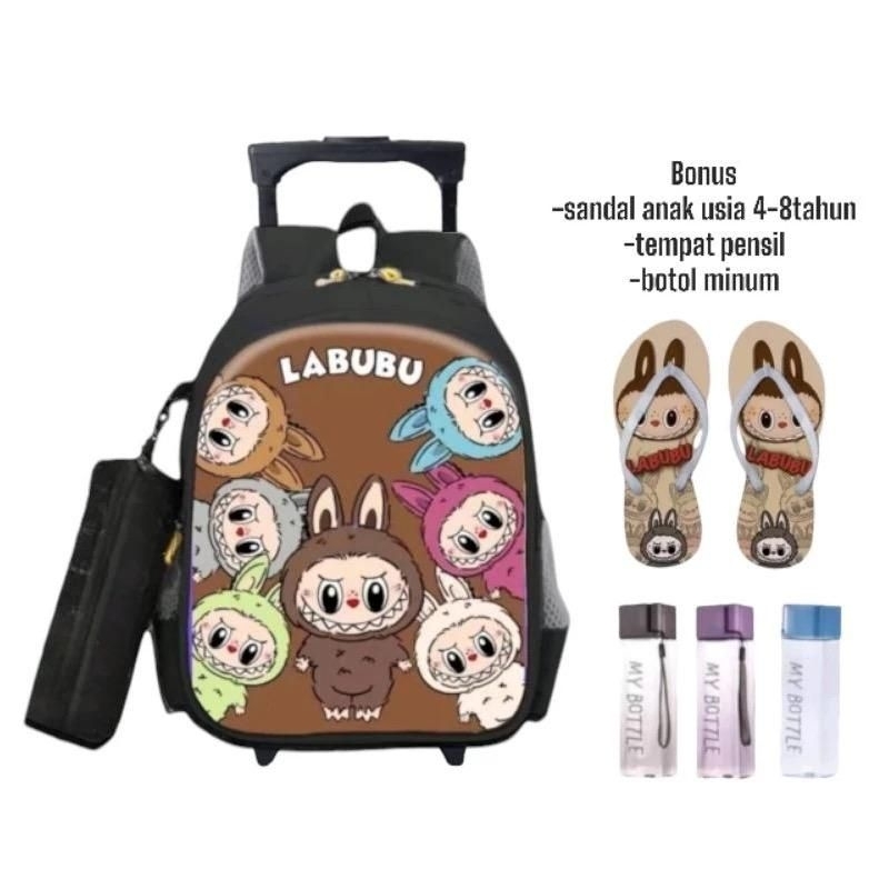 Labubu Viral 4 in 1 Trolley Backpack School Backpack for Preschool ...