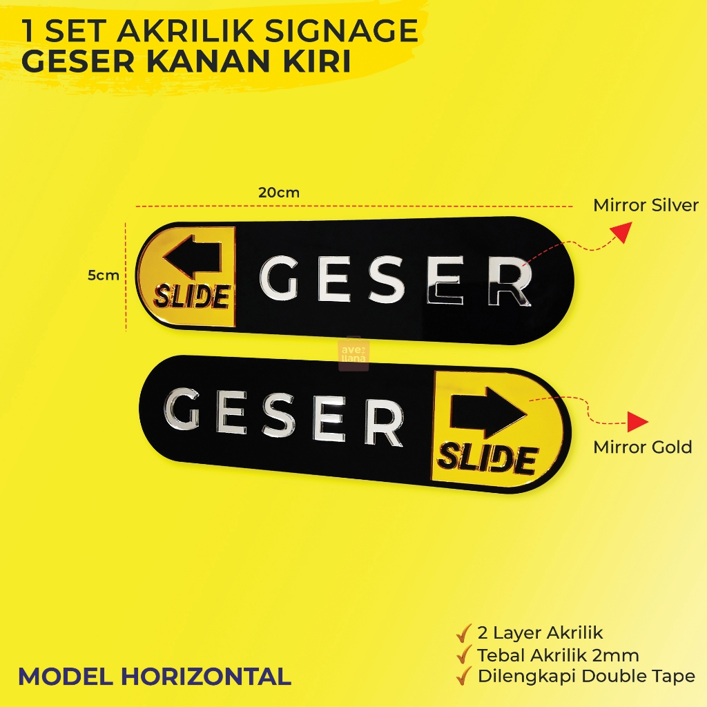 1 Set of Embossed Acrylic Horizontal Right Left Sliding Door Sign ...