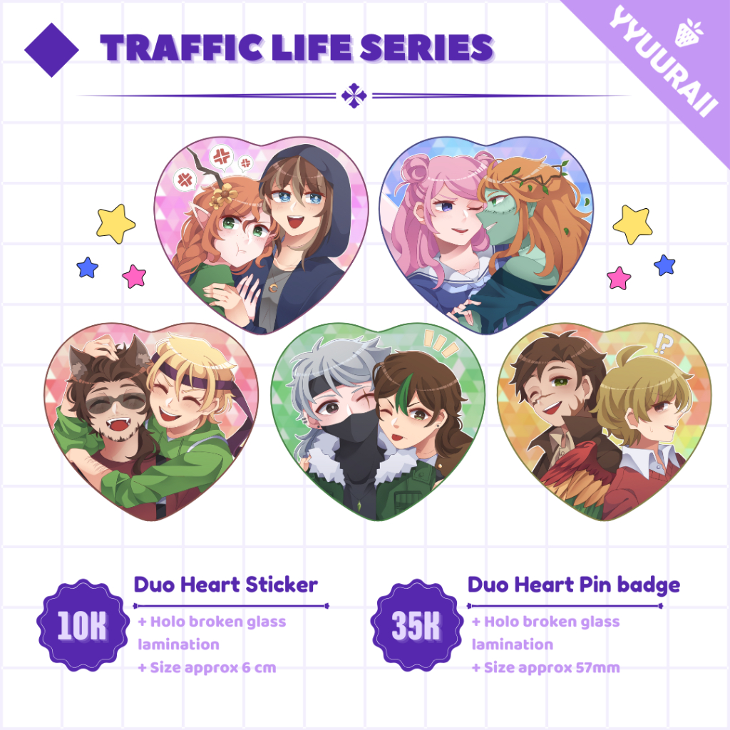 MCYT Traffic Life Series || Duo Heart Pin and Sticker || Yyuraii ...