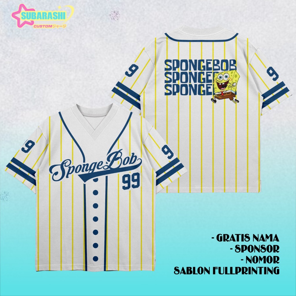 Spongebob OVERSIZE YELLOW Shirt/Jersey Top FREE NAME AND BACK NO ...