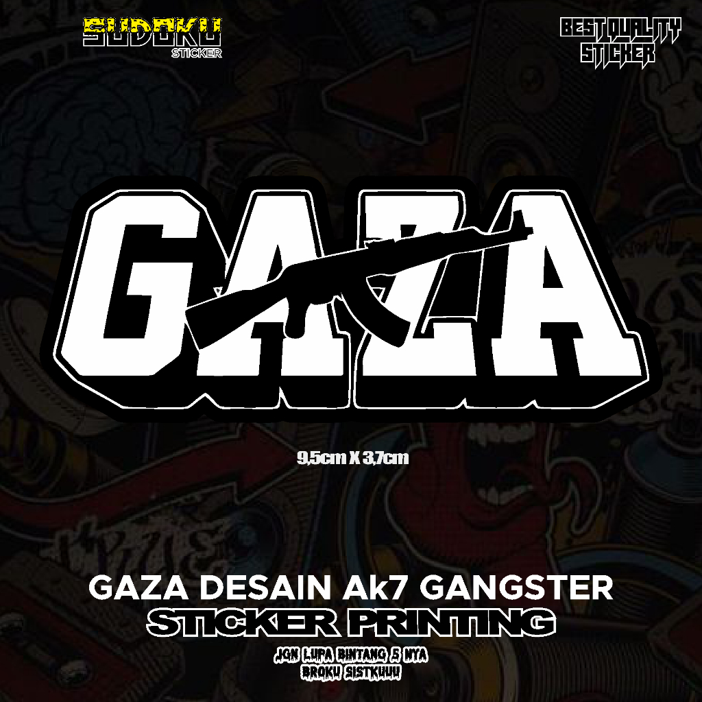 Sticker STICKER PRINTING LOGO GAZA GANGSTER DESIGN AK7 VIRAL FYP ...