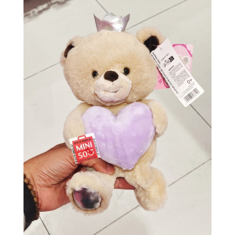 Miniso Crowned Little Bear Plush / Teddy Bear with Heart (20cm ...