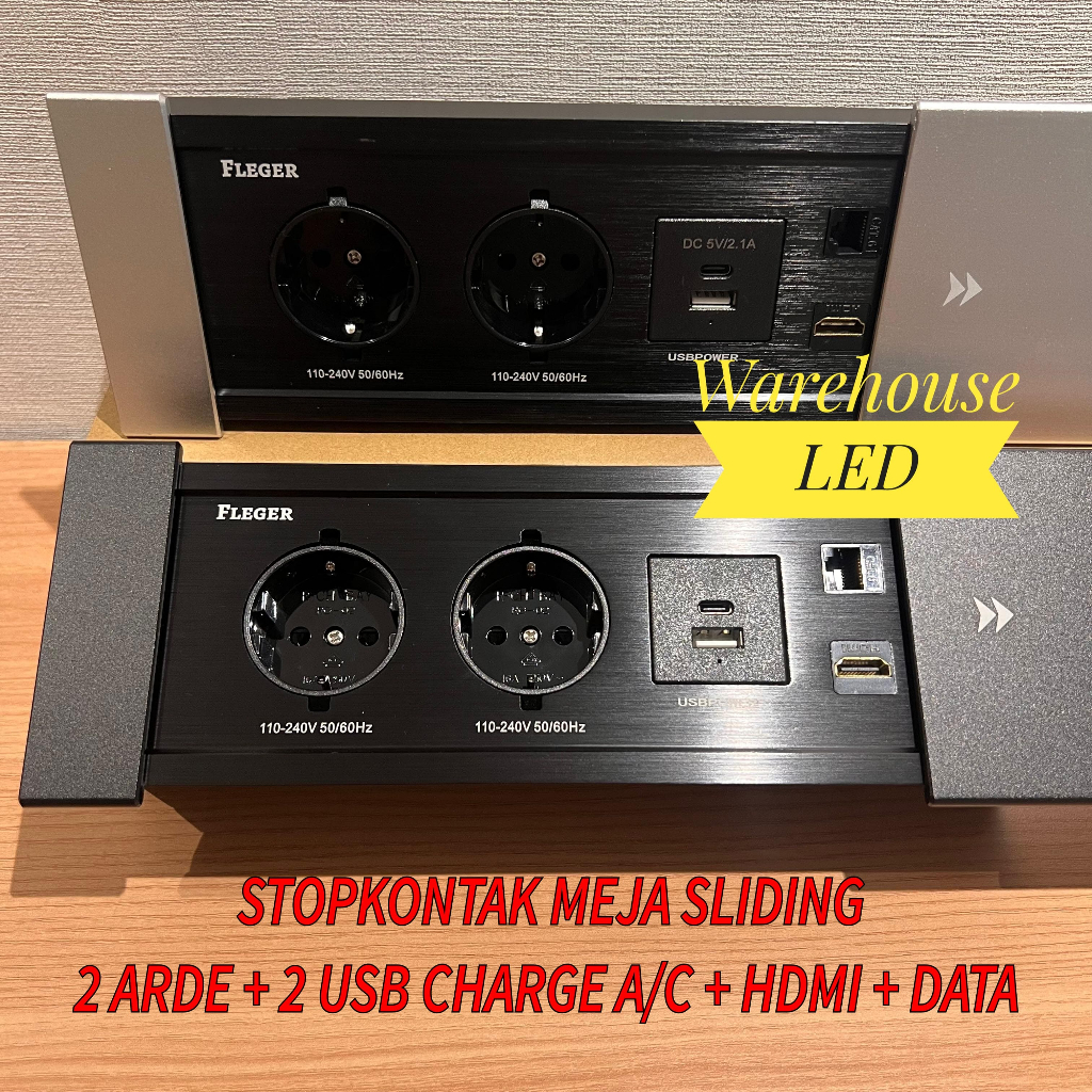 Multimedia Desk Socket 2 EU Ground Socket 2 USB Charging A and C Data ...