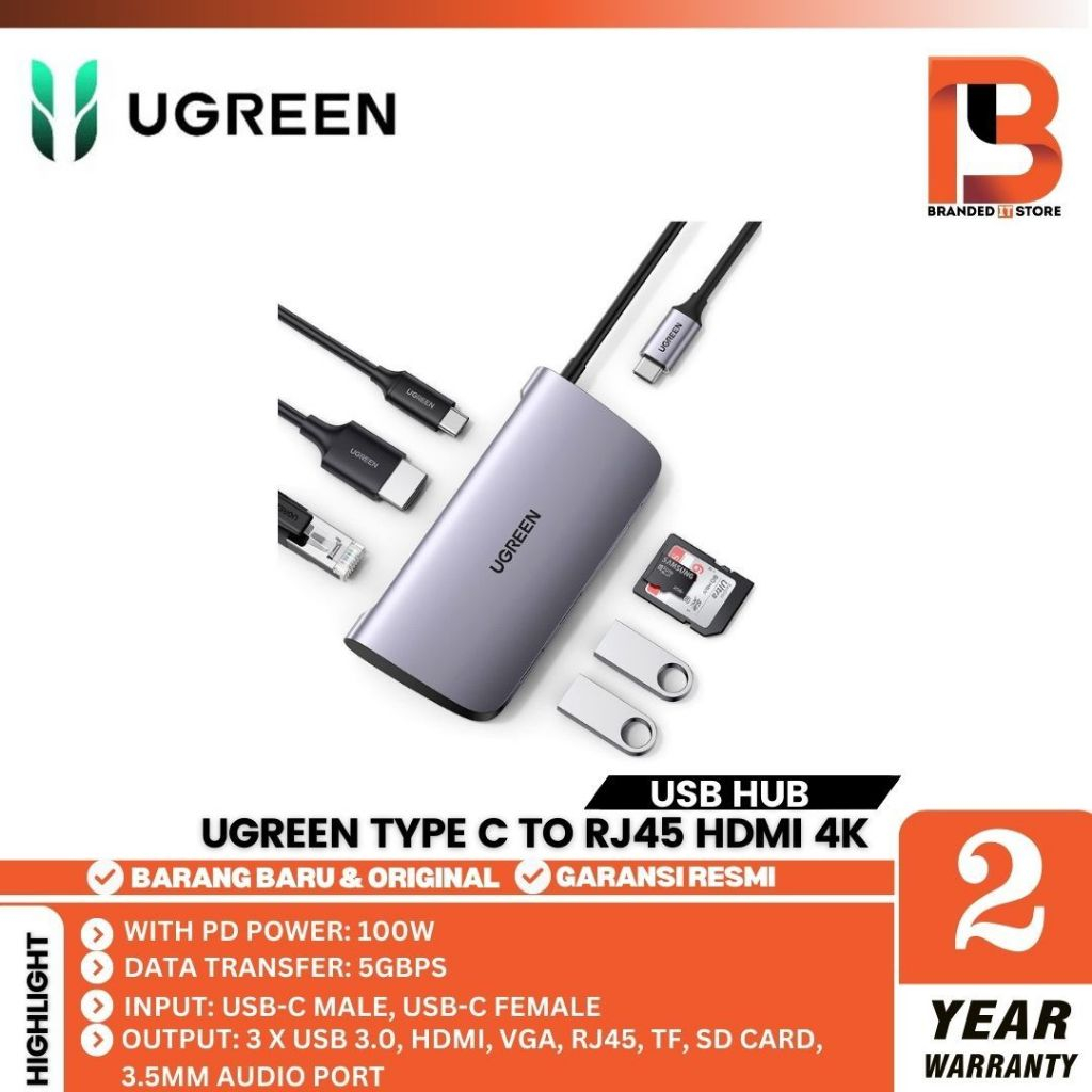 Usb Hub Type C To RJ45 HDMI 4K VGA SD Card Aux 3.5mm - 15375 9in1 ...