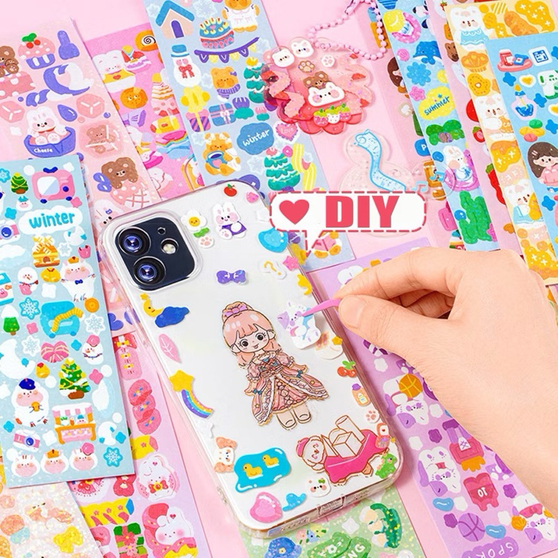 3 Sheets - Kawai Stickers Laser Cute Stickers Kids Diy Cartoon | Shopee ...