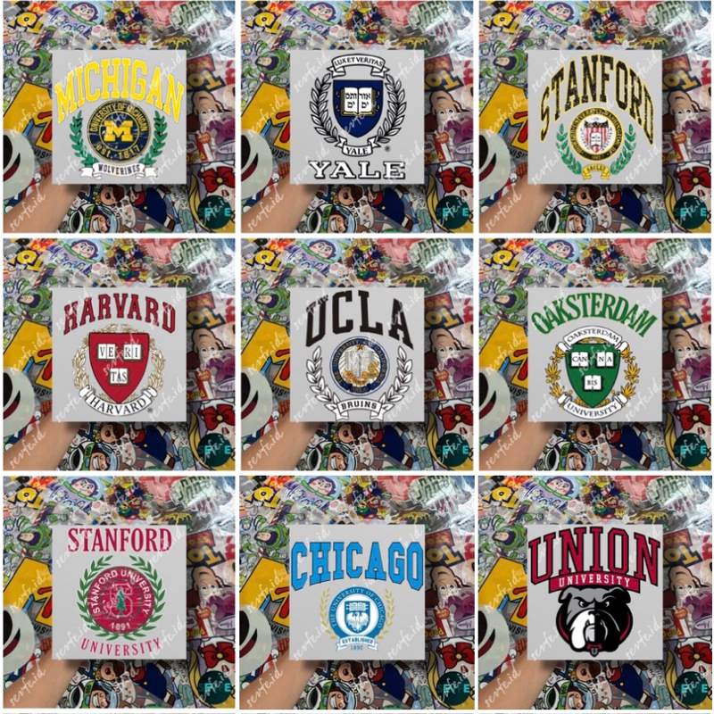 Dtf Stickers Iron-On Screen Printing UNIVERSITY Stickers | Shopee ...