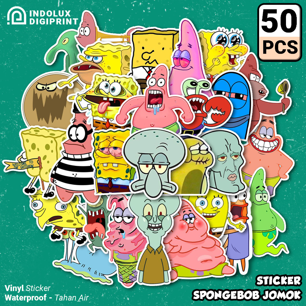 Sponge Bob Sticker 50 Pcs Meme Pack Jomok Squidward Patrick Spongebob ...
