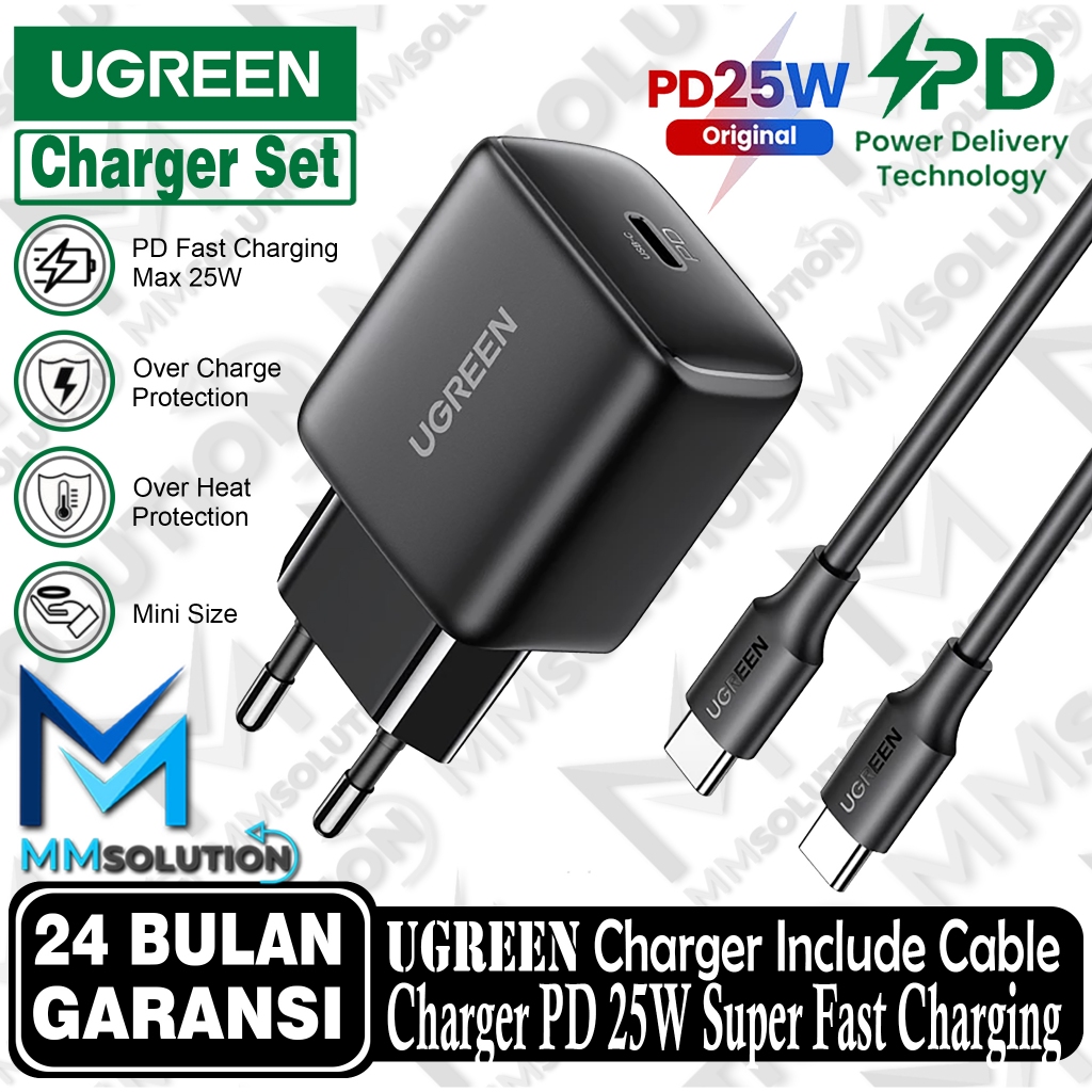 Ugreen 25W Charger Head Set + Super Fast Charging PD Type C Cable ...