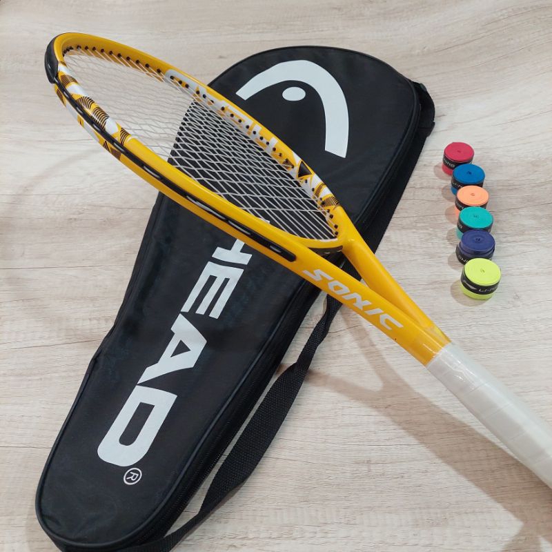 Beginner YELLOW TENNIS RACKET READY TO USE WITH BAG AND GRIP | Shopee ...