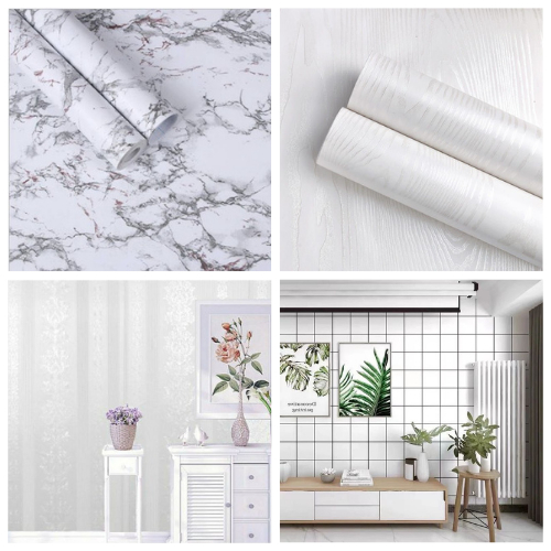 PUTIH Wall Stickers Kitchen Room Wallpaper White Aesthetic Living Room ...