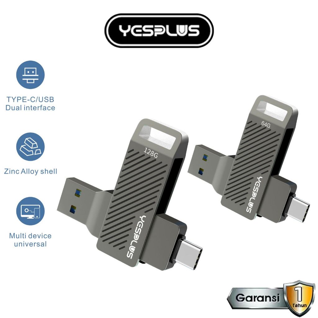 Flashdisk OTG YESPLUS YS-1002 Dual Drive USB3.2 + Type C Rotatable High ...