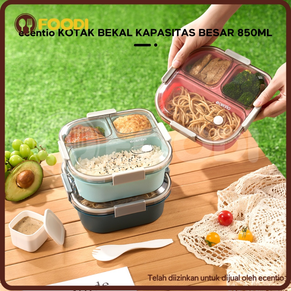 Ecentio & FOODI lunch box spill-proof lunch box 3 grids 1100ml children ...