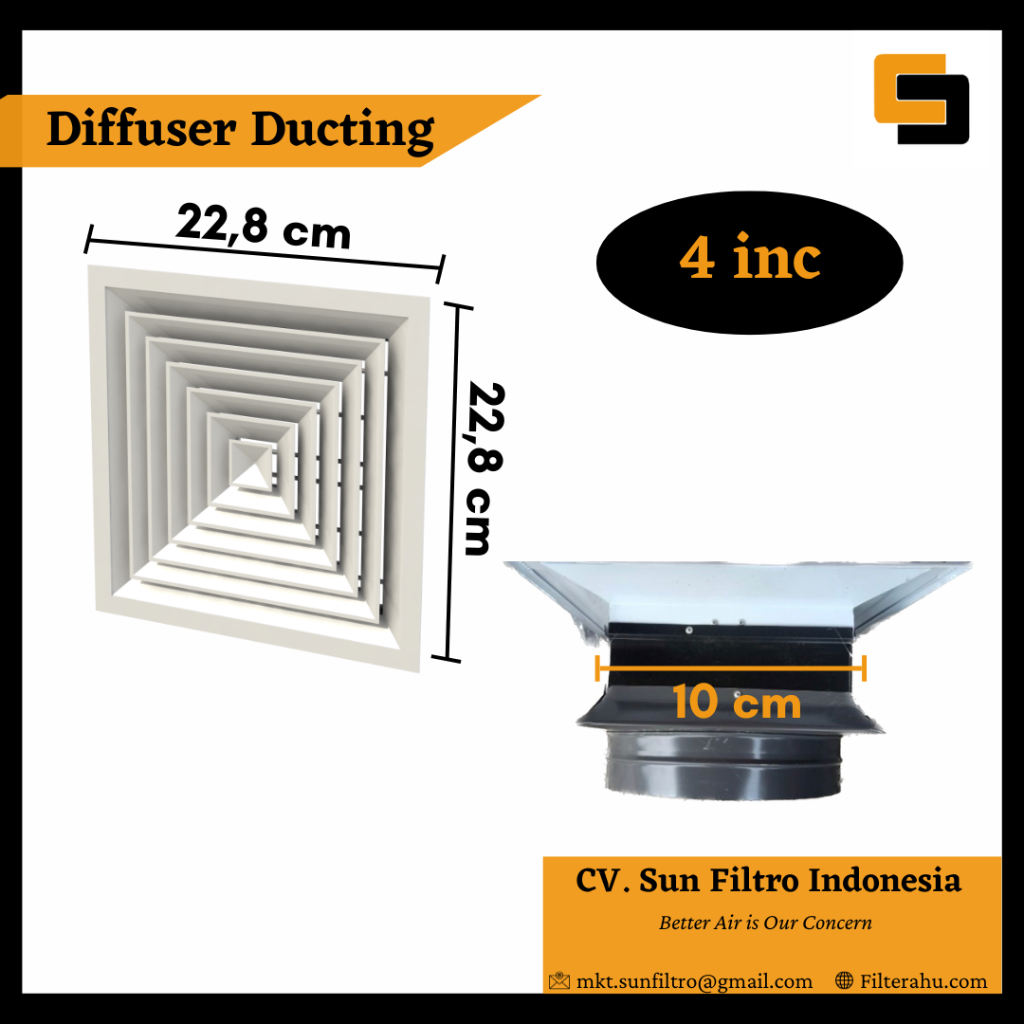 Ducting AC DIFFUSER 10CM X 10CM (4") | Shopee Philippines