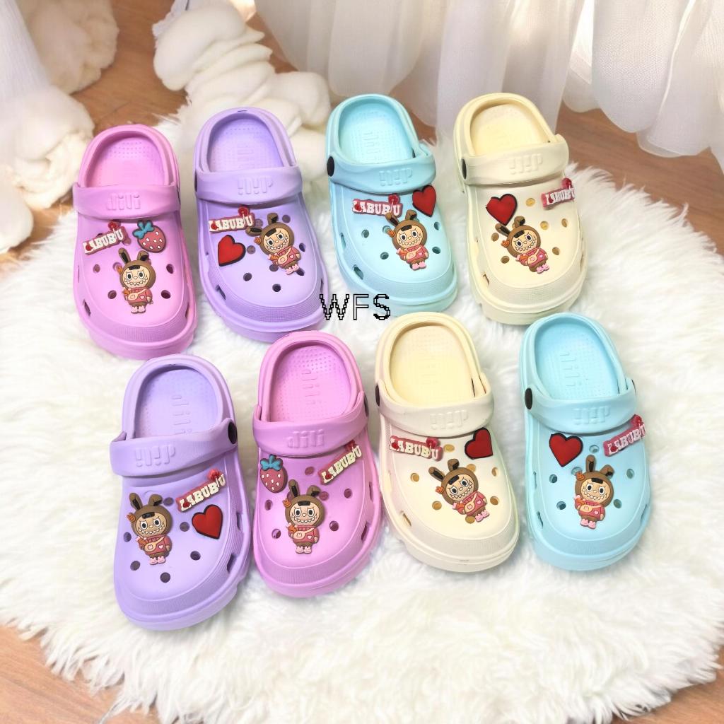 Jibbitz Labubu Girls' Baim Sandals for Ages 3-9 Years Buckle Crocs for ...