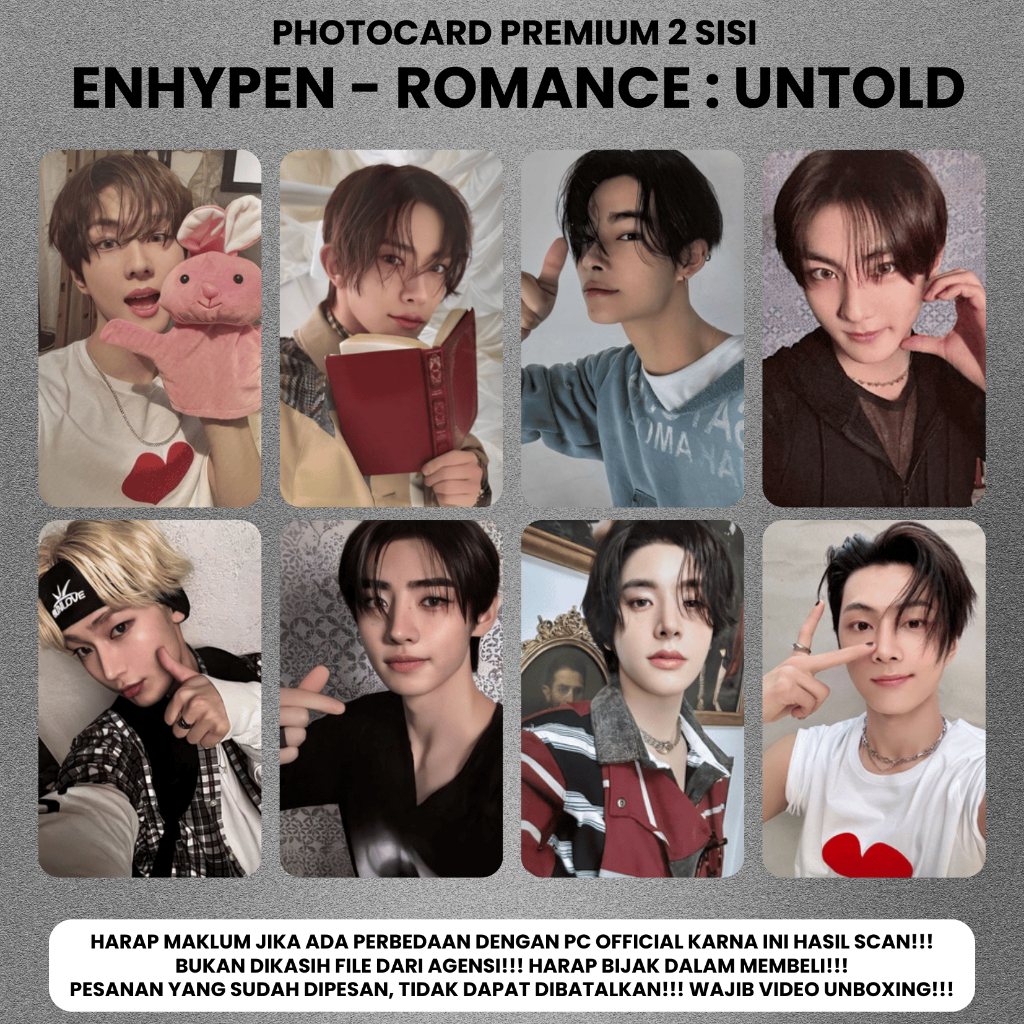 (CONTAINS 7 PCS) ENHYPEN ROMANCE UNTOLD XO Photocard - PC 2 SIDES KPOP ...