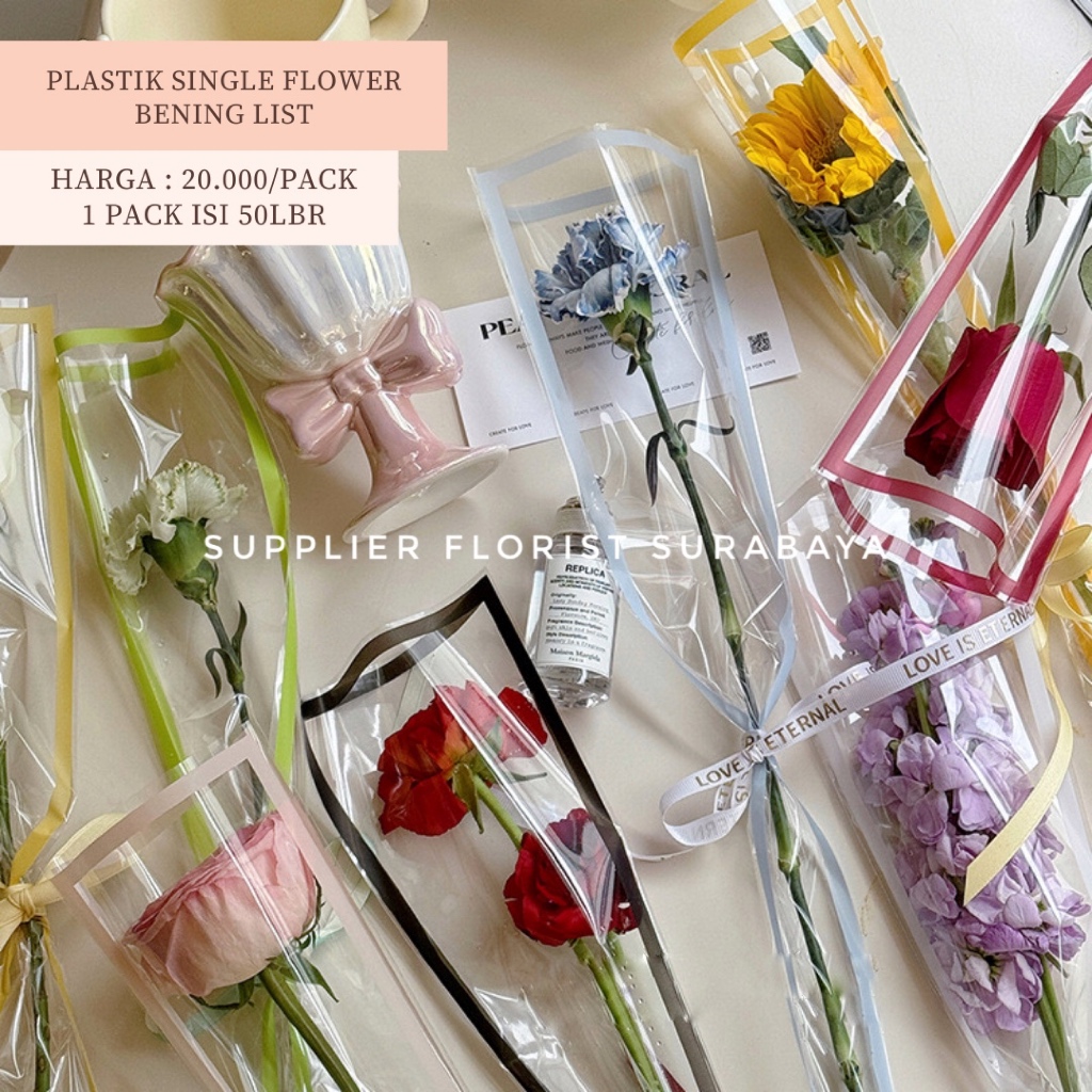 MAWAR [1 Pack CONTAINS +-50 SHEETS] SINGLE FLOWER PLASTIC CLEAR PLASTIC ...
