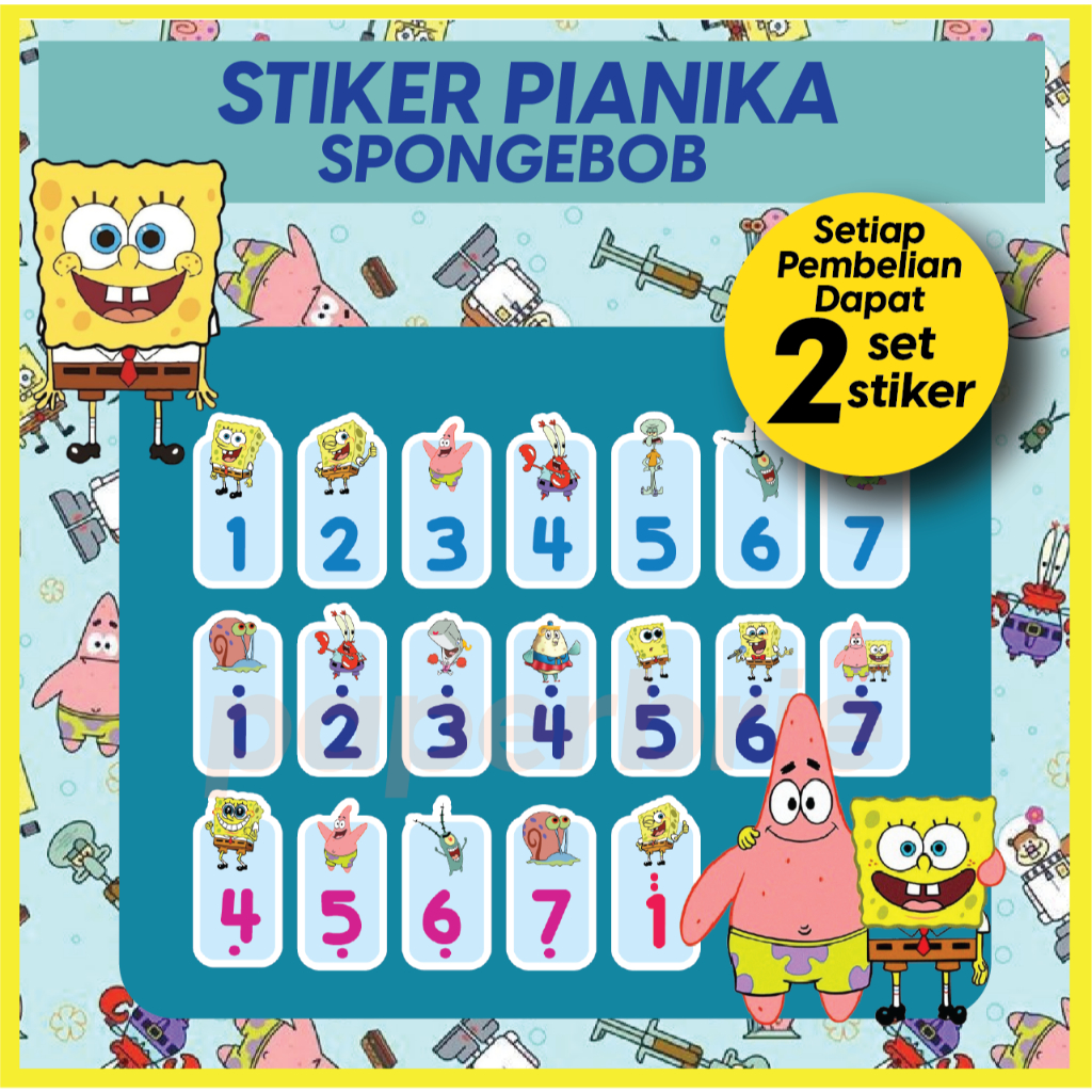 [ Get 2 SET ] SpongeBob Pianika Note Stickers - Number Note Labels for ...