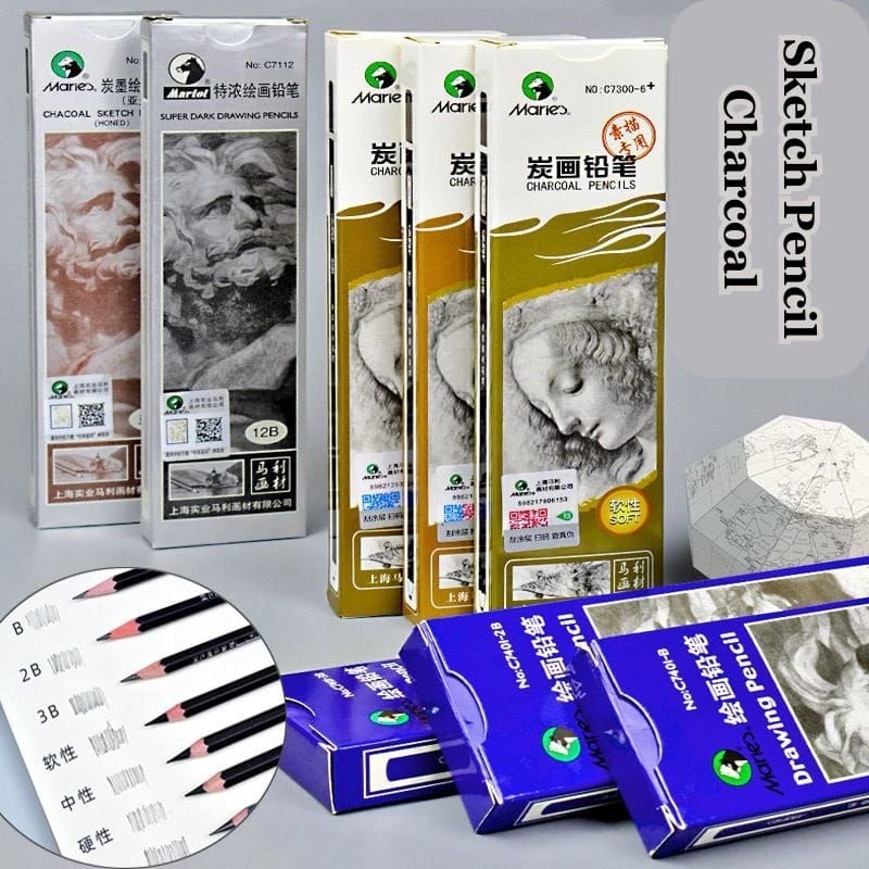 Sketsa PENCIL | Maries Charcoal Sketch Drawing Pencils 2H - HB - B - 2B ...