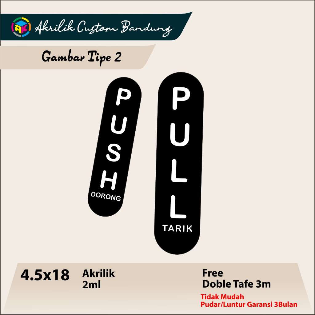 Push ACRYLIC FULL TYPE 2 ACRYLIC PULL PUSH SIGNAGE CUSTOM | Shopee ...