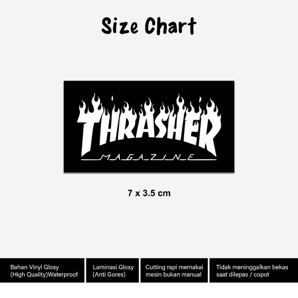 Thrasher Brand Sticker Logo Magazine Waterproof Glossy Vinyl Sticker ...