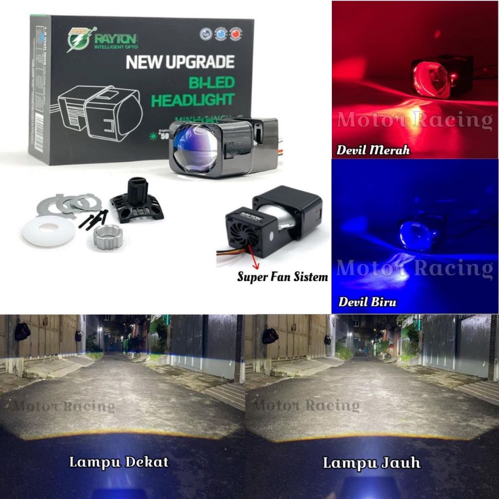 Rayton X1 RTD Biled Matrix Headlamp 1.5 Inch Blue Lens Devil Led 50 ...