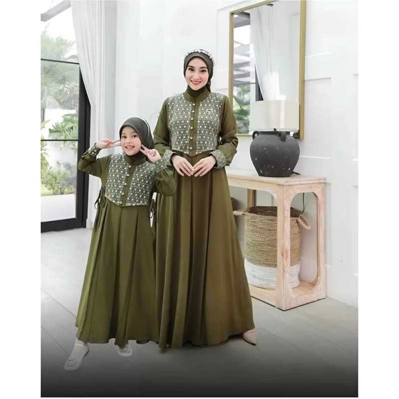 Shabira Dress Gamis Couple Mother Daughter Crinkle Airflow Mix Brukat ...