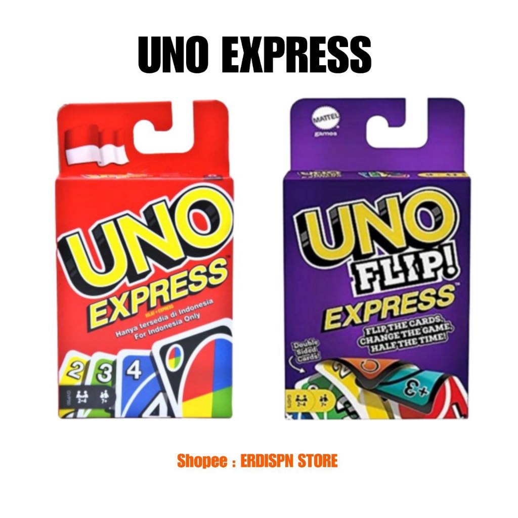 UNO EXPRESS Original UNO FLIP EXPRESS Original MATTEL GAMES CARD SERU ...