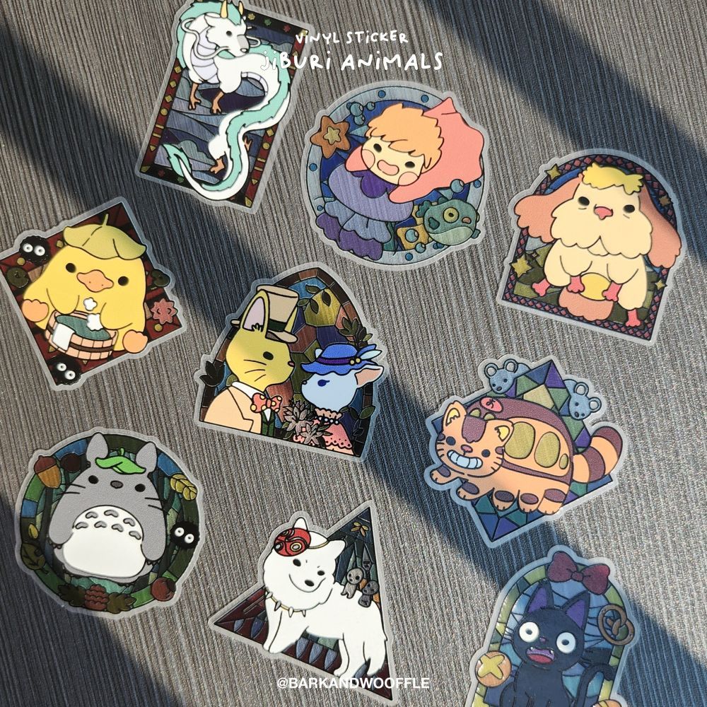 Bark AND WOOFFLE Jiburi Animals Transparent Sticker Die Cut ...