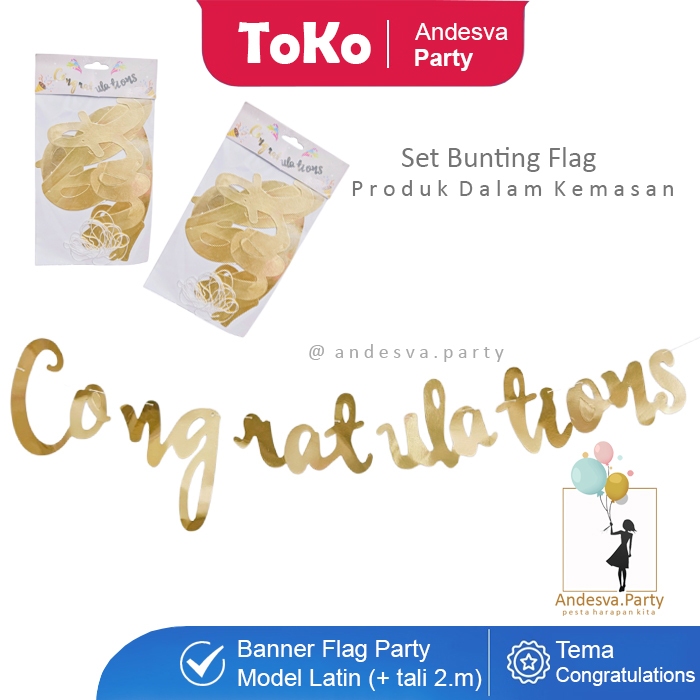 Congratulations Latin gold banner / graduation bunting flag with ...