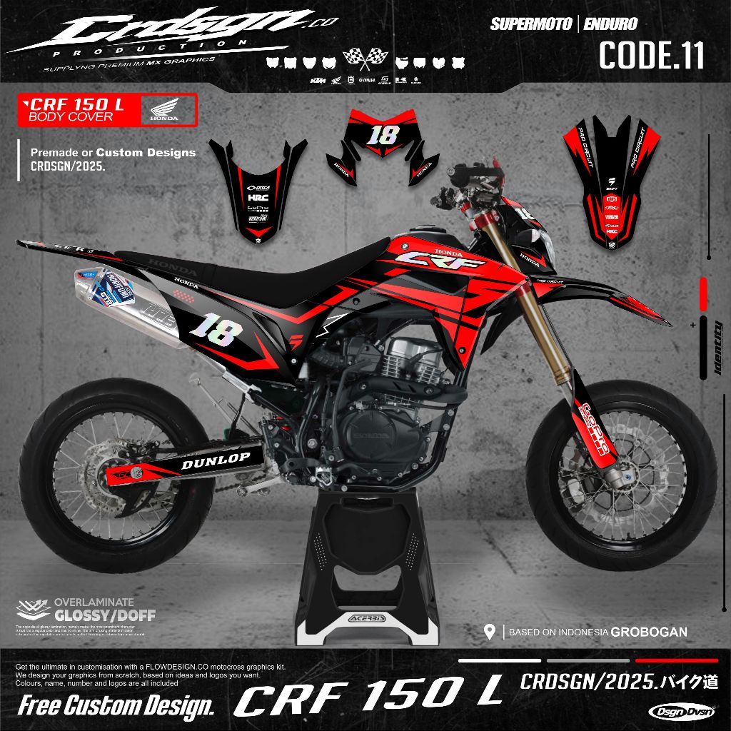 HITAM MERAH Decal FullBody CRF 150 L COMBINATION MOTIF RED AND BLACK ...