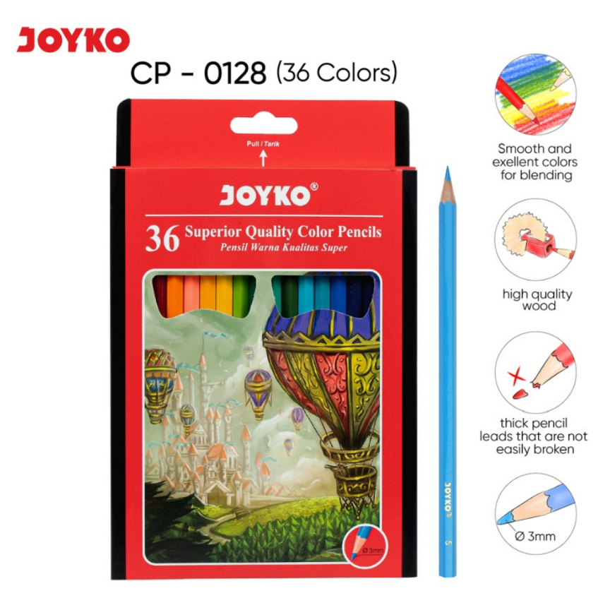 Joyko Color Pencil 36 COLORS CP-0128 / Drawing Pencil / Color Pencil ...
