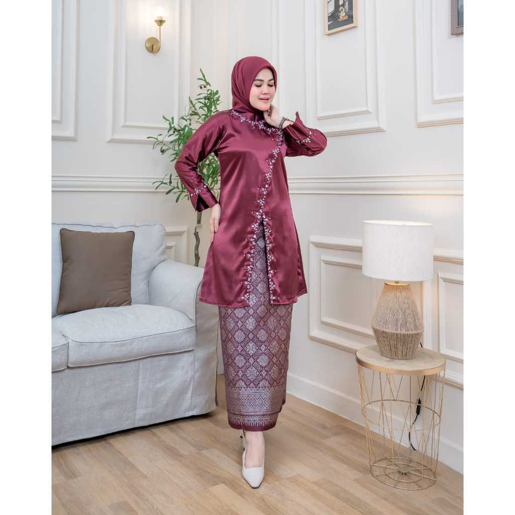Lylie Kebaya Set Songket Wrapped Skirt / Modern Malay Kurung Kebaya Set ...