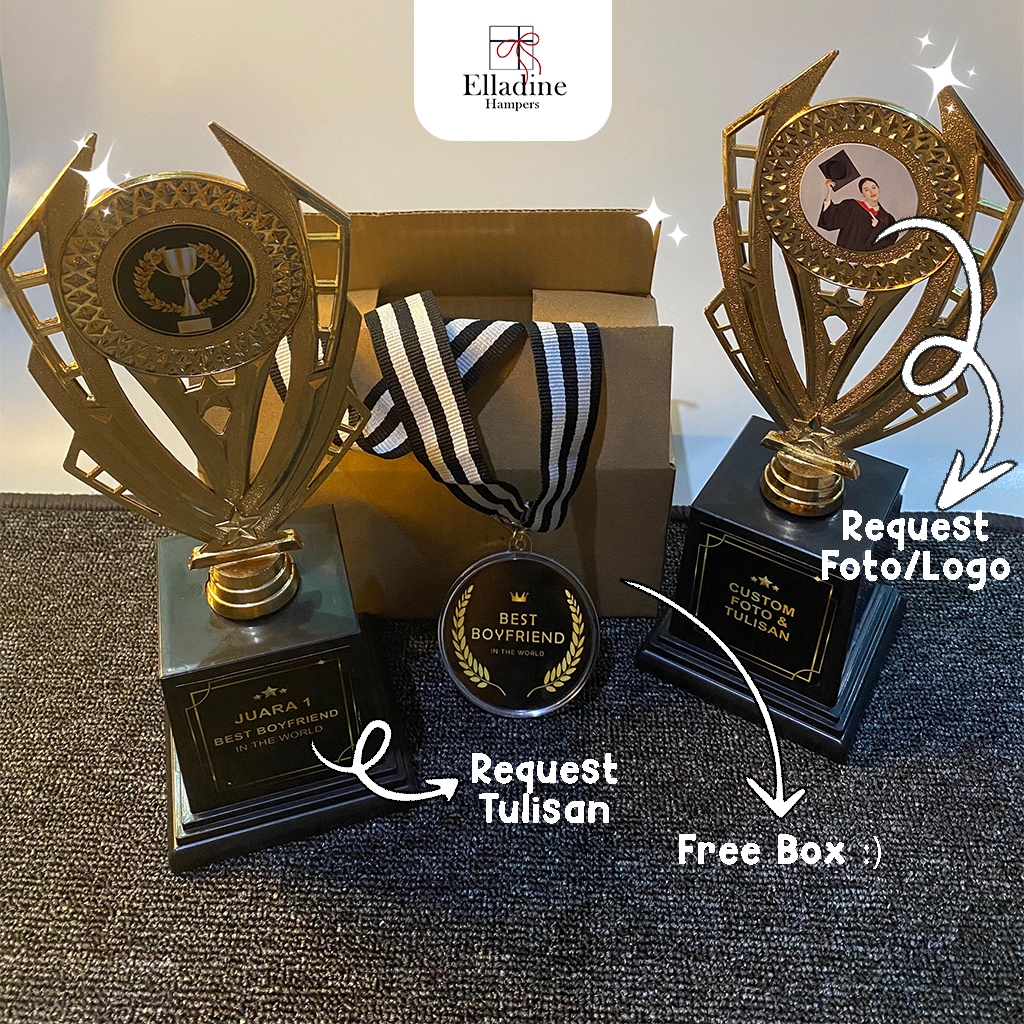 Custom Medal Trophy Cup with Photos and Championship Greetings Best ...