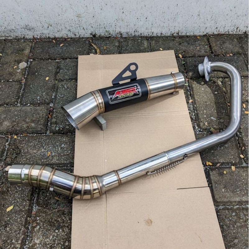 Set king drag GP warrior conical exhaust pipe for raider 150 carb Fi ...