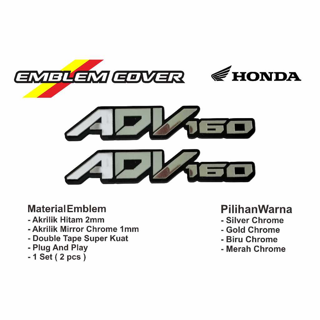 3d stickers for honda ADV 160 motorbikes, a pair of ADV 160 emblems ...