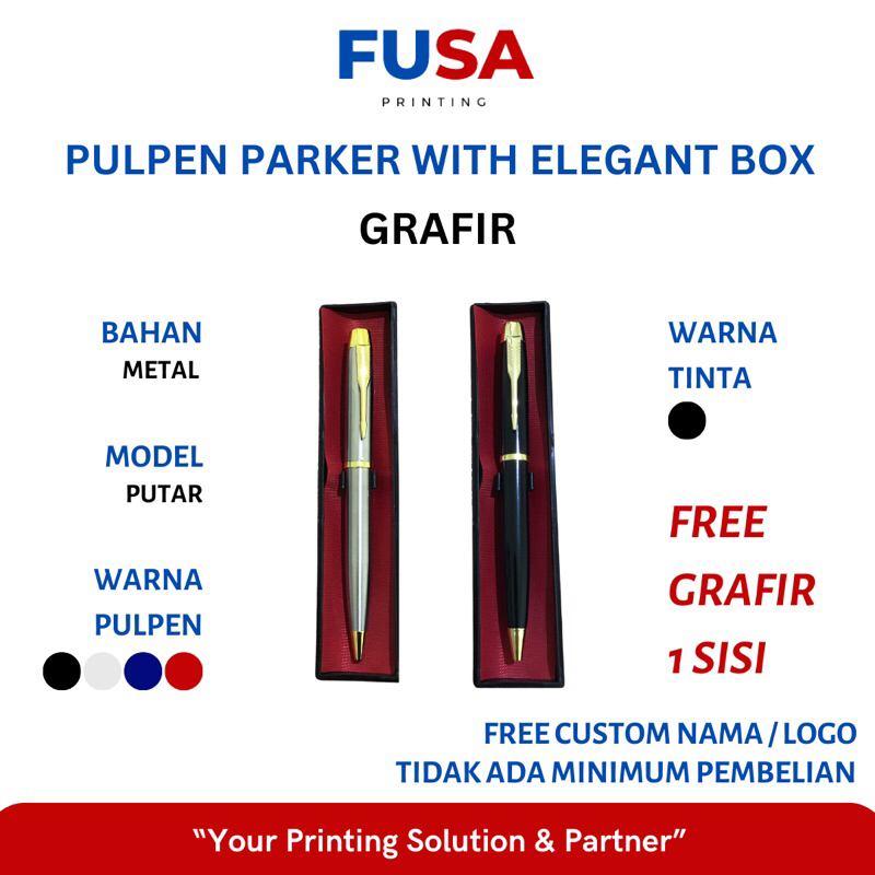 Fusa Printing Pens Custom Parker Free Engraving + Elegant Box Print ...