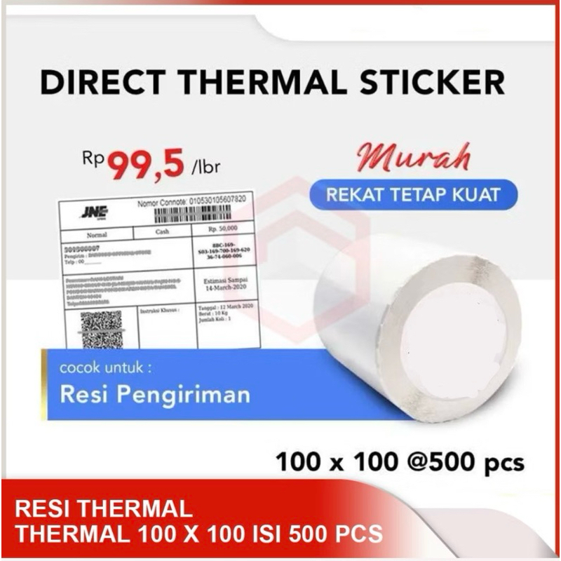 Receipt Thermal Label 100x100 contains 500 pcs A7 / Thermal Sticker ...