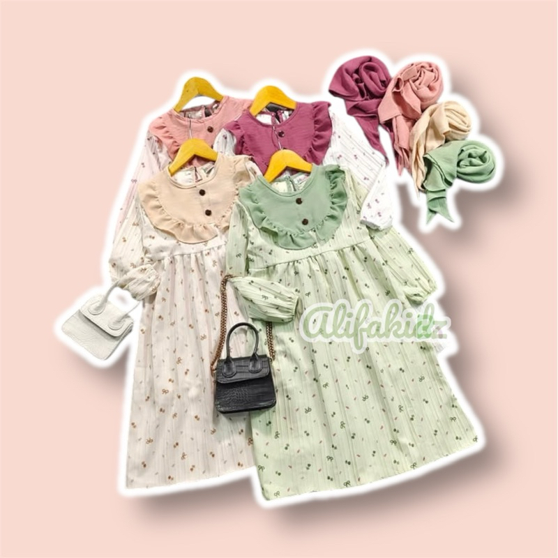 Ataya gamis dress for girls 2-10 years free instant hijab/ premium ...