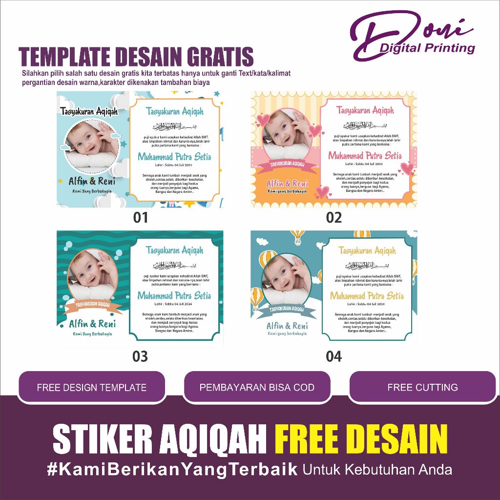 Free Design Aqiqah Stickers / Birth Tasyakuran / Selapan Tasyakuran ...