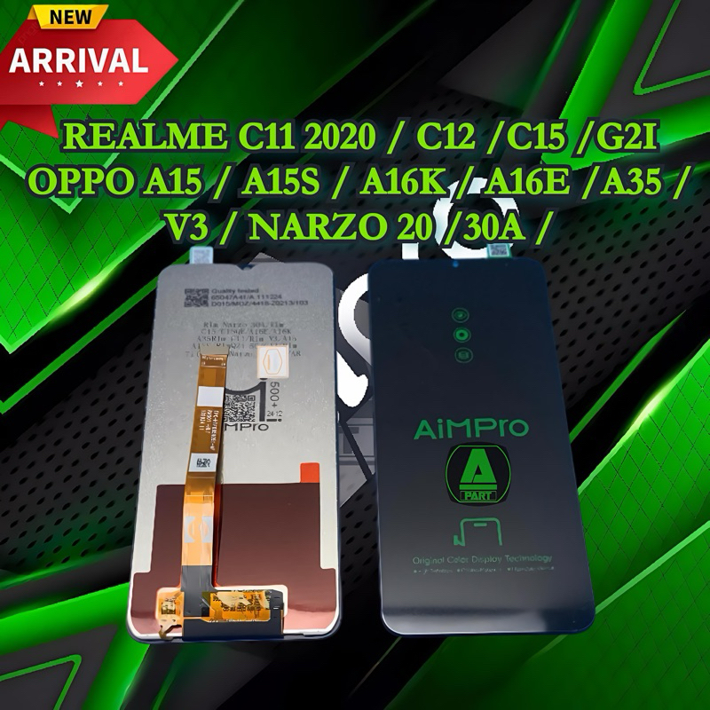 LCD TOUCHSCREEN REALME C11 2020 / C12 / C15 / G2i / OPPO A15 / A15S / A16K / A16E / A35 / V3 ...